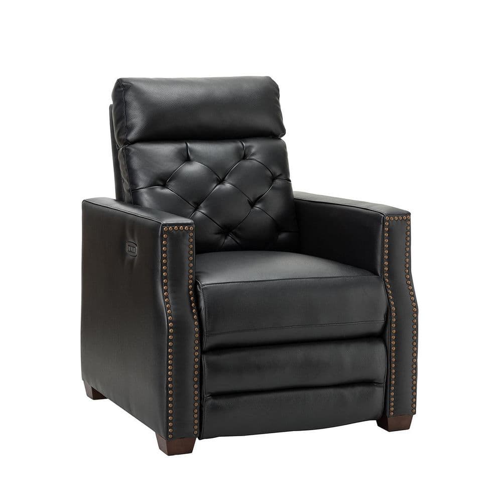 ARTFUL LIVING DESIGN Bona Black Leather Standard (No Motion) Recliner ...