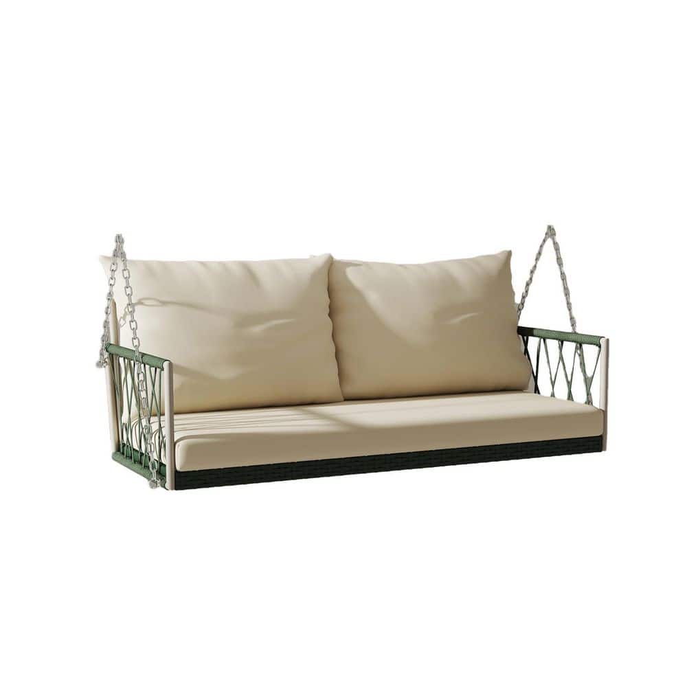 Oyezvary Hanging Sofa Swing with Hand Woven Rope and Cushion Outdoor ...