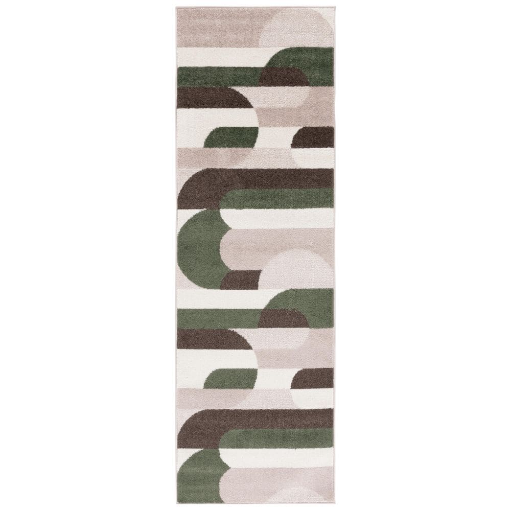 SAFAVIEH Adirondack 2 ft. x 8 ft. Beige/Green Geometric Parallel Runner ...
