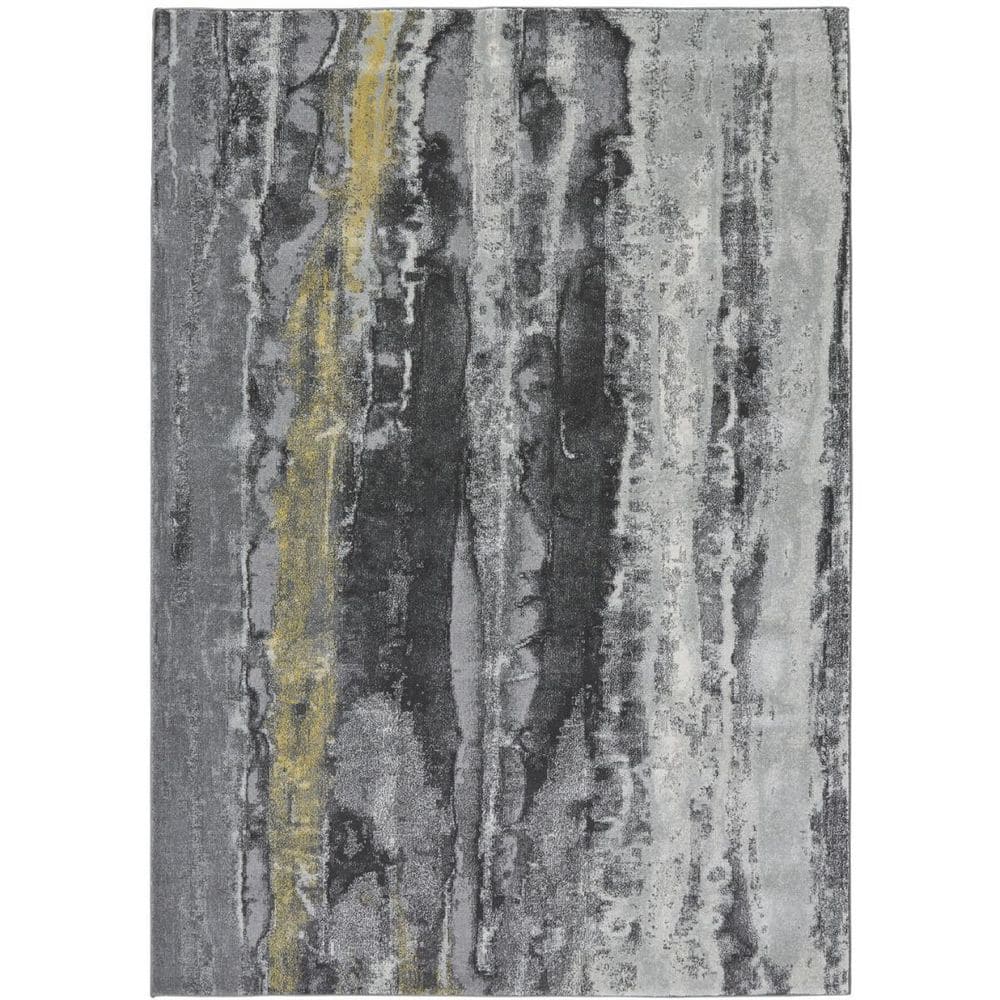 HomeRoots 8 ft. x 11 ft. Gray, Black Abstract Area Rug 2000511175 - The ...