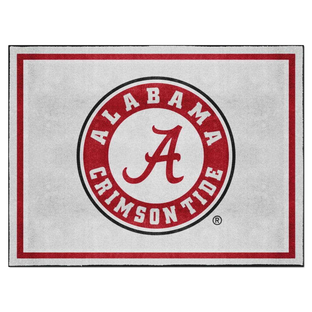 FANMATS Alabama Crimson Tide Gray 8 ft. x 10 ft. Plush Area Rug 35625 ...