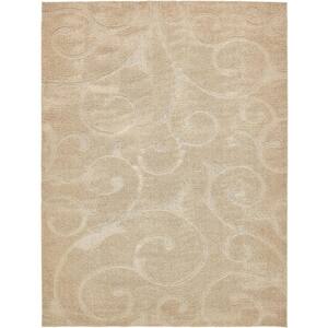 Unique Loom Floral Shag Carved Beige 4' 0 x 6' 0 Area Rug 3133067