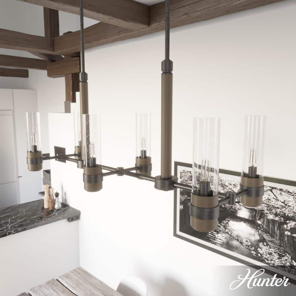 Hunter River Mill 6-Light Rustic Iron Candlestick Chandelier with Clear ...
