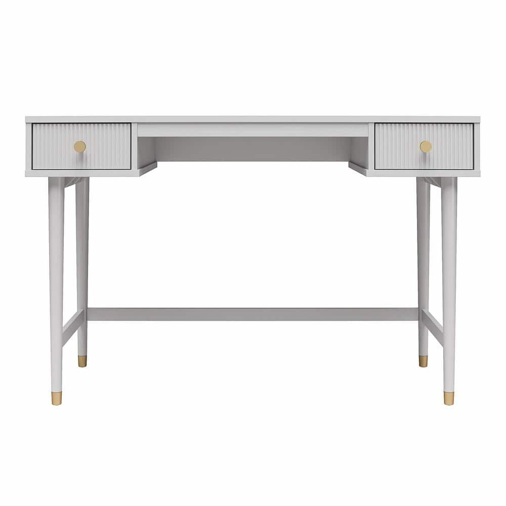 CosmoLiving by Cosmopolitan Elizabeth 47.25 in Rectangular Dove Gray Engineered Wood Desk with 2 drawers 1560412COM The Home Depot