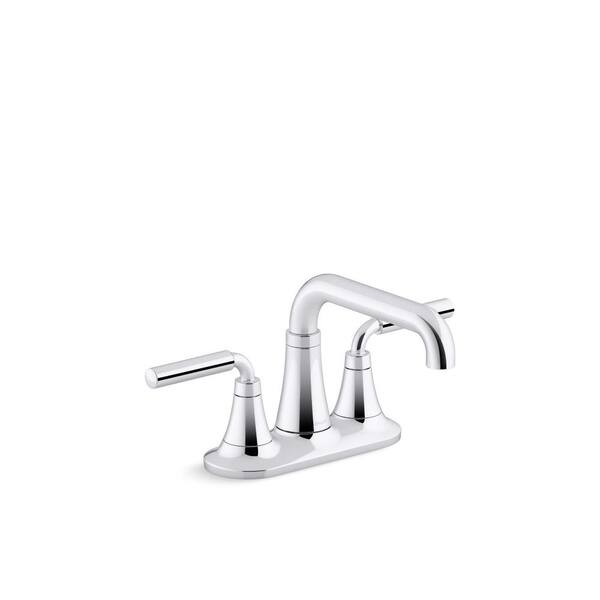 KOHLER Tone 4 in. Centerset Double Handle 1.0 GPM Bathroom Faucet in Polished Chrome 27414-4K-CP ...