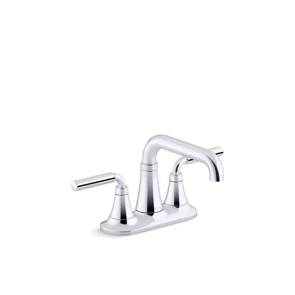 KOHLER Tone 4 in. Centerset Double Handle 0.5 GPM Bathroom Faucet in Polished Chrome 27414-4N-CP ...
