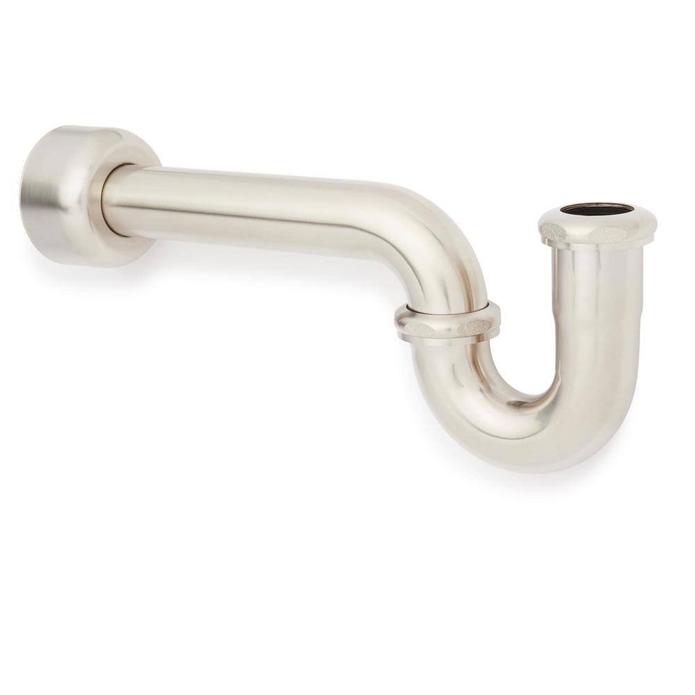 SIGNATURE HARDWARE 1-1/2 in. x 1-1/4 in. Brushed Nickel Brass P-Trap ...