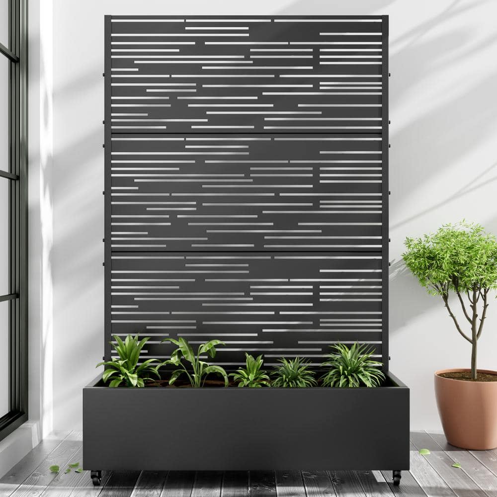 Dovelina Large 47 in. x 72 in. Black Metal Raised Garden Bed Planter ...