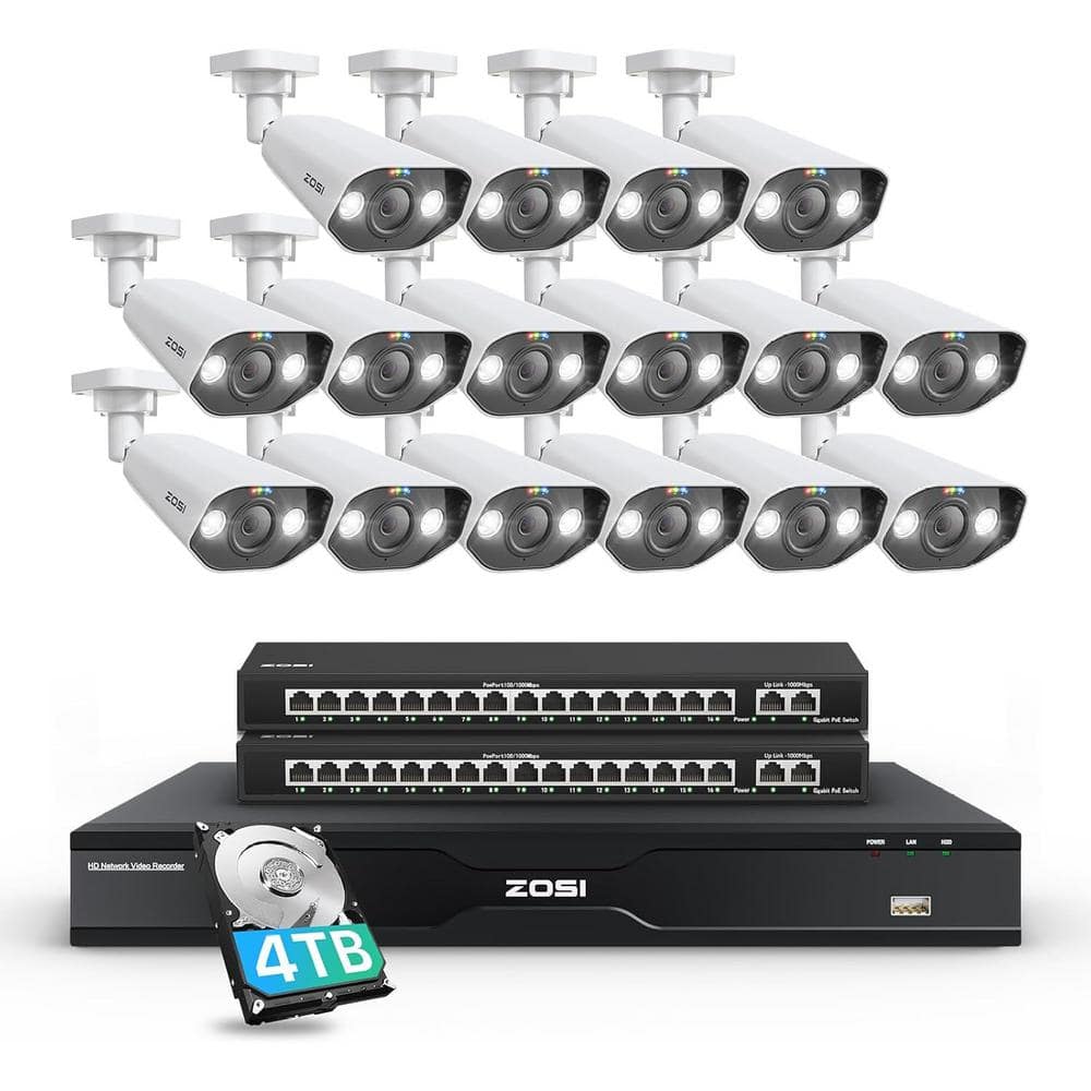 ZOSI 4K UHD 32-Channel 4TB POE NVR Home Security Camera System with 16 ...