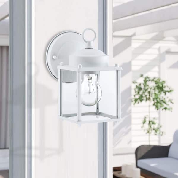 Hukoro 8. in 1-Light Outdoor Hardwired Wall Lantern Sconce with White ...