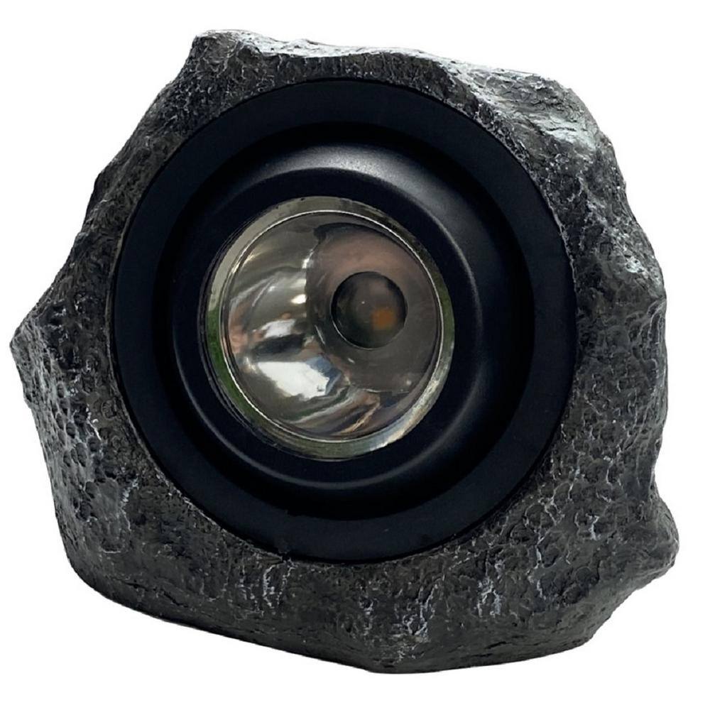 Deck Impressions Solar Hand-Painted Integrated LED Grey Rock Spotlight ...