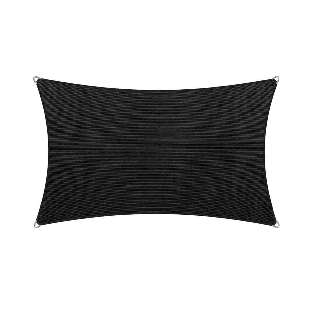 ROYAL SHADE 16 ft. x 18 ft. Black Rectangle Pro Ring Sun Shade Sail Canopy Fabric Cloth RPR ...