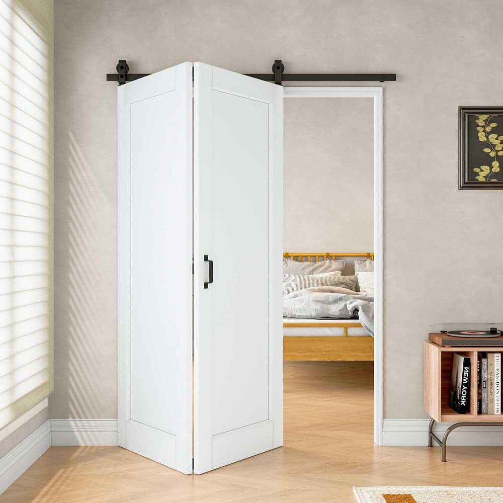 ARK DESIGN 60 in. x 80 in. (Two 30 in. Slabs) 1 Paneled White Primed ...