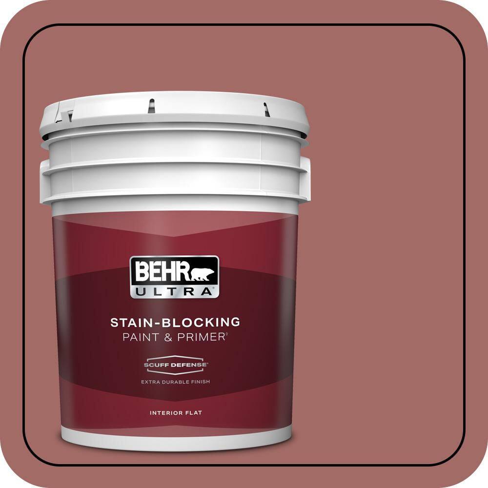 BEHR ULTRA 5 gal. #S150-5 Vermilion Extra Durable Flat Interior Paint ...