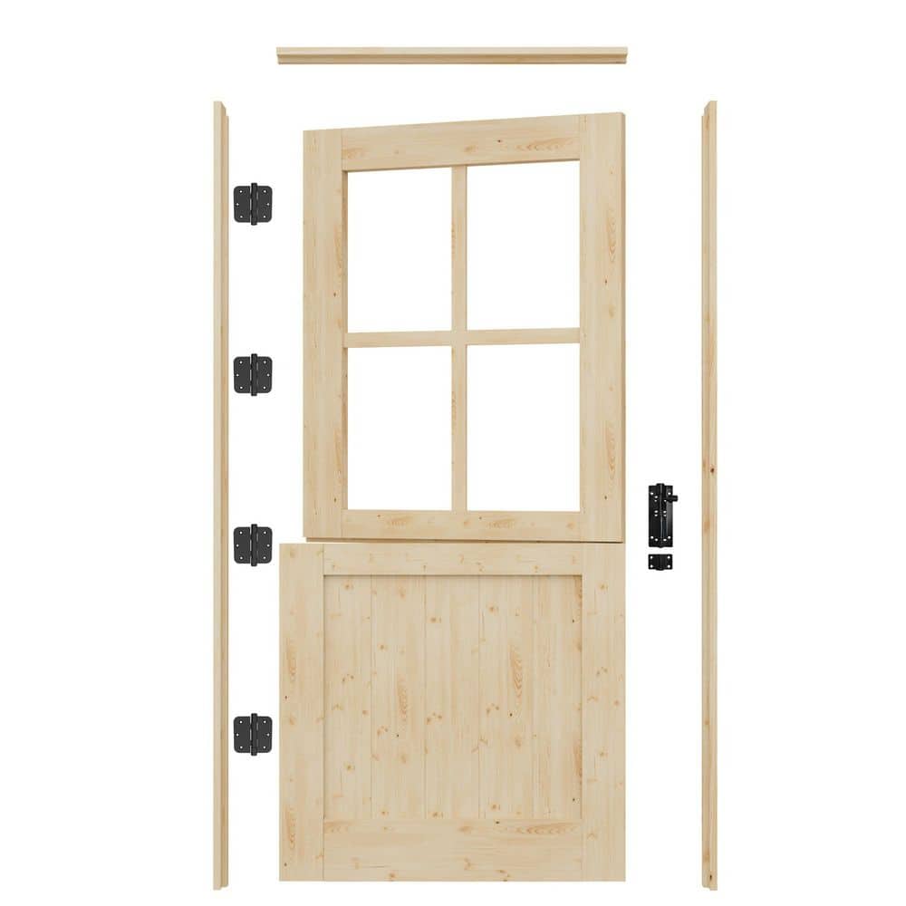 ARK DESIGN 32 in. x 80 in. Solid Pine Universal 4-Lite Clear Glass ...