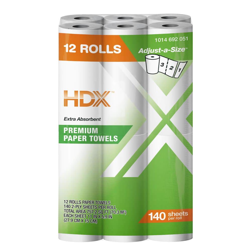 HDX Premium Adjust-A-Size Paper Towel Rolls (140-Sheets Per Roll-12 ...