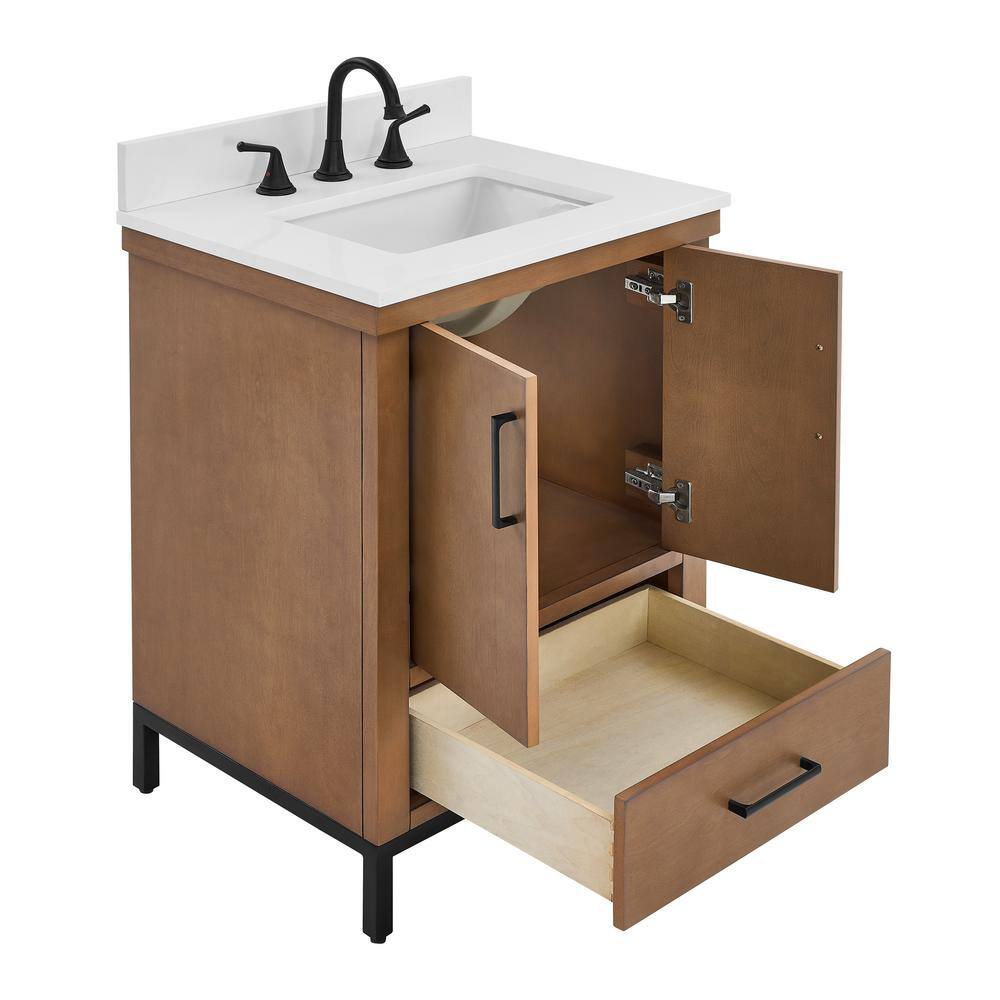 Runfine Loren 24 in. Single Sink Freestanding Gunny Bath Vanity with ...