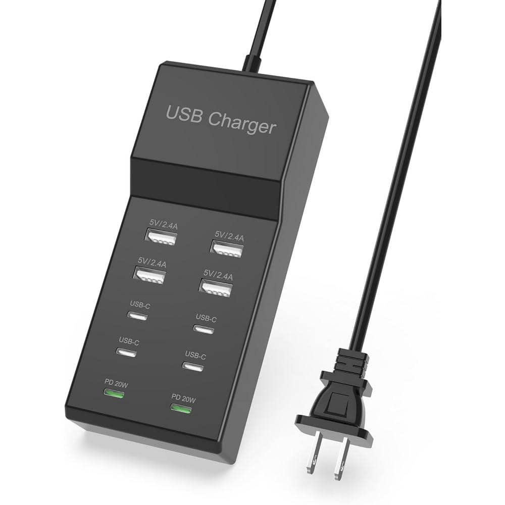 Lukyamzn 10-Port PD USB C and USB A Charger with Rapid Charging for Multiple Devices Smart Phone ...