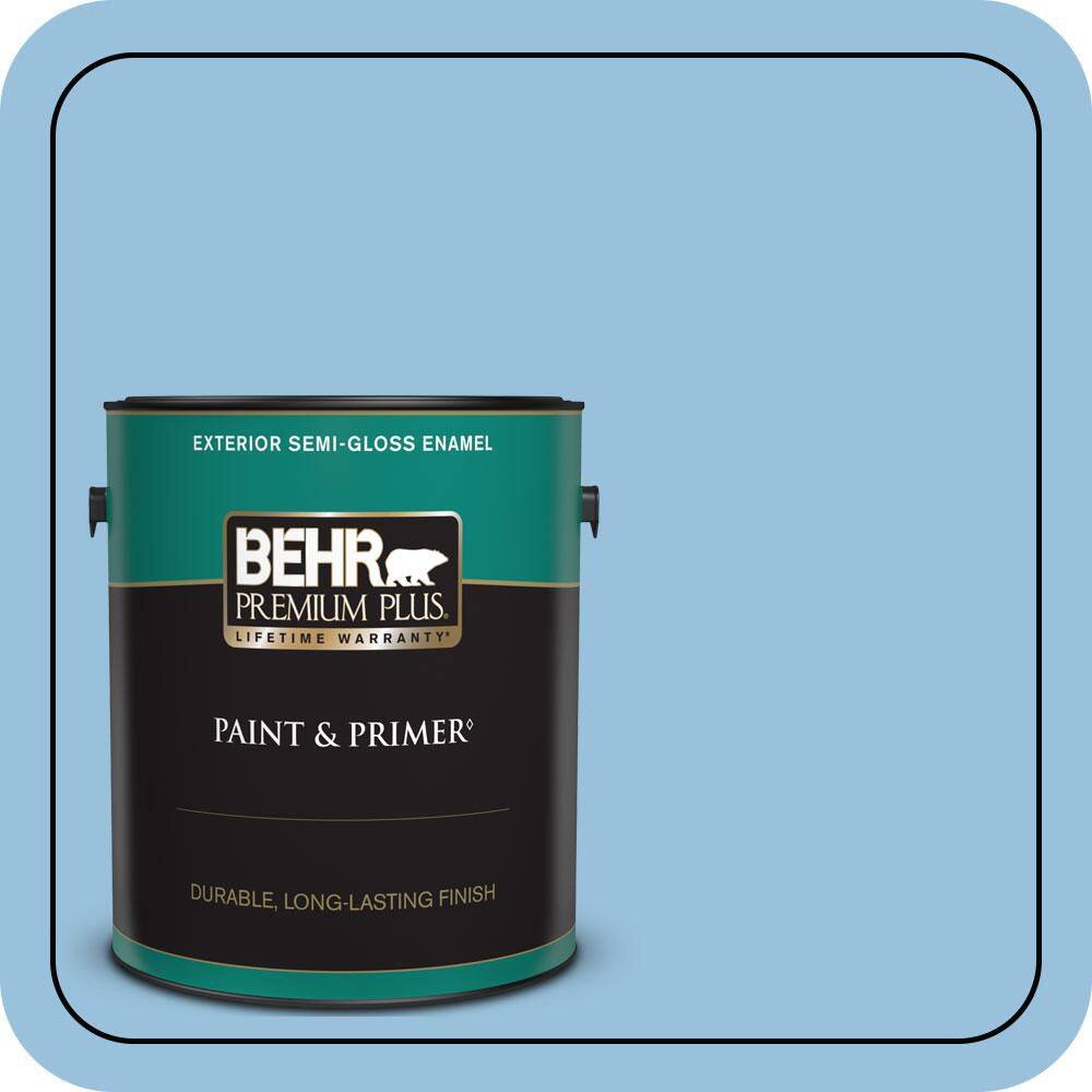 BEHR PREMIUM PLUS 1 gal. #M520-3 Charismatic Sky Semi-Gloss Enamel ...