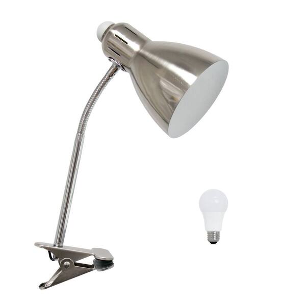 Simple Designs 15.5 in. Gray Brushed Nickel Plug-in Clip-on Adjustable ...