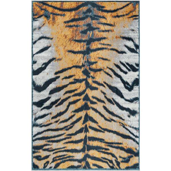 Unique Loom Kamala Washable Tiger Light Brown 5 ft. 3 in. x 8 ft. Area ...