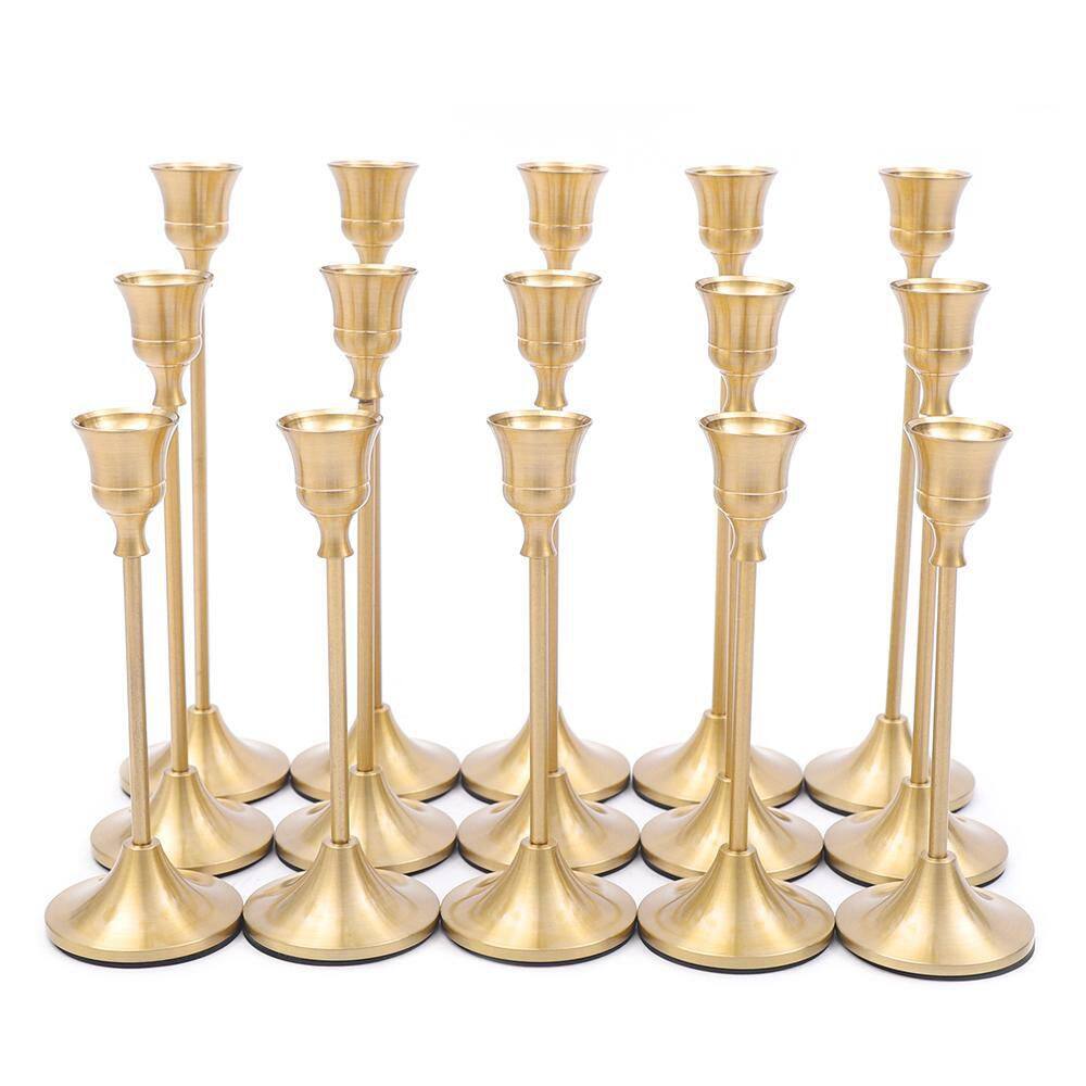 YIYIBYUS Gold Brass Metal Taper Candle Holder Decorative Candlestick 5