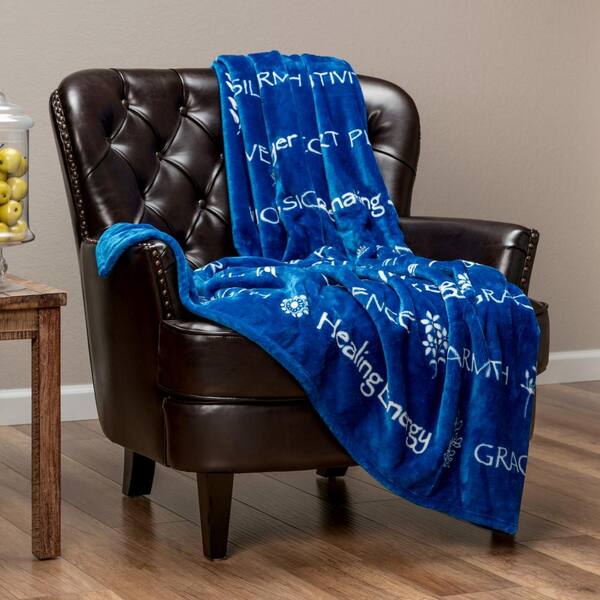 CHANASYA Positive Blue Words Polyester Gift Throw Blanket, 50 x 65 ...