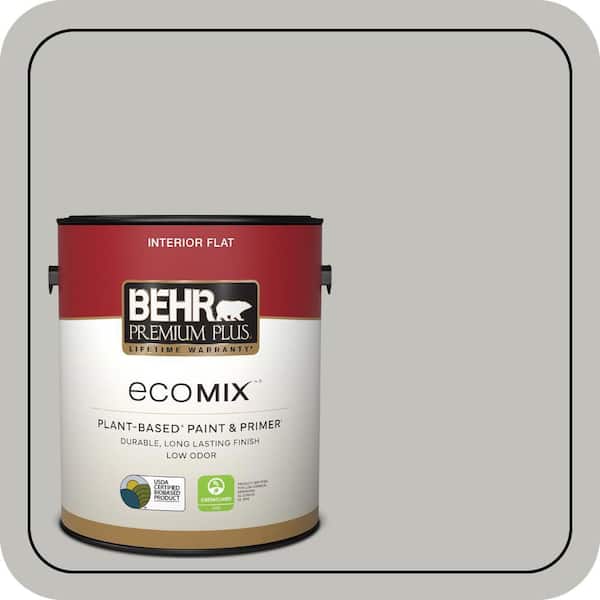 BEHR PREMIUM PLUS 1 gal. #QE-50 Gull Gray Flat EcoMix Plant-Based ...