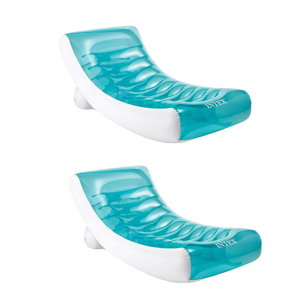 Intex Inflatable Rockin' Lounge Pool Floating Raft Chair with Cupholder ...