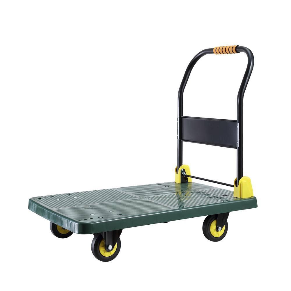 Huluwat Green 880 lb. Capacity D-Handle Foldable Push Hand Truck with ...
