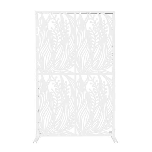 VAMOP 3.8 ft. x 6 ft. White Metal Privacy Screens with Free Standing ...