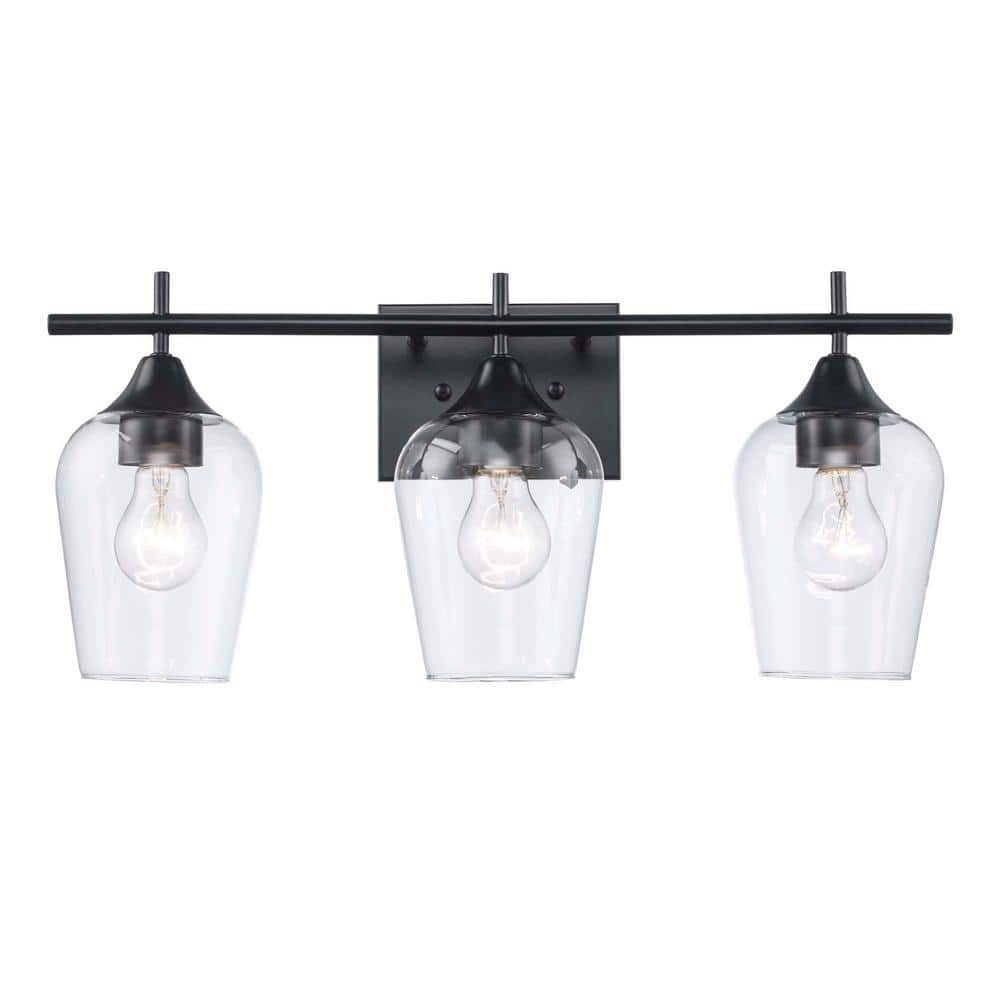 Bel Air Lighting Kieran 21 in. 3-Light Black Bathroom Vanity Light ...
