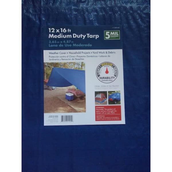 HDX 12' x 16' General Purpose Blue Tarp - Medium Duty PY004 - The Home ...