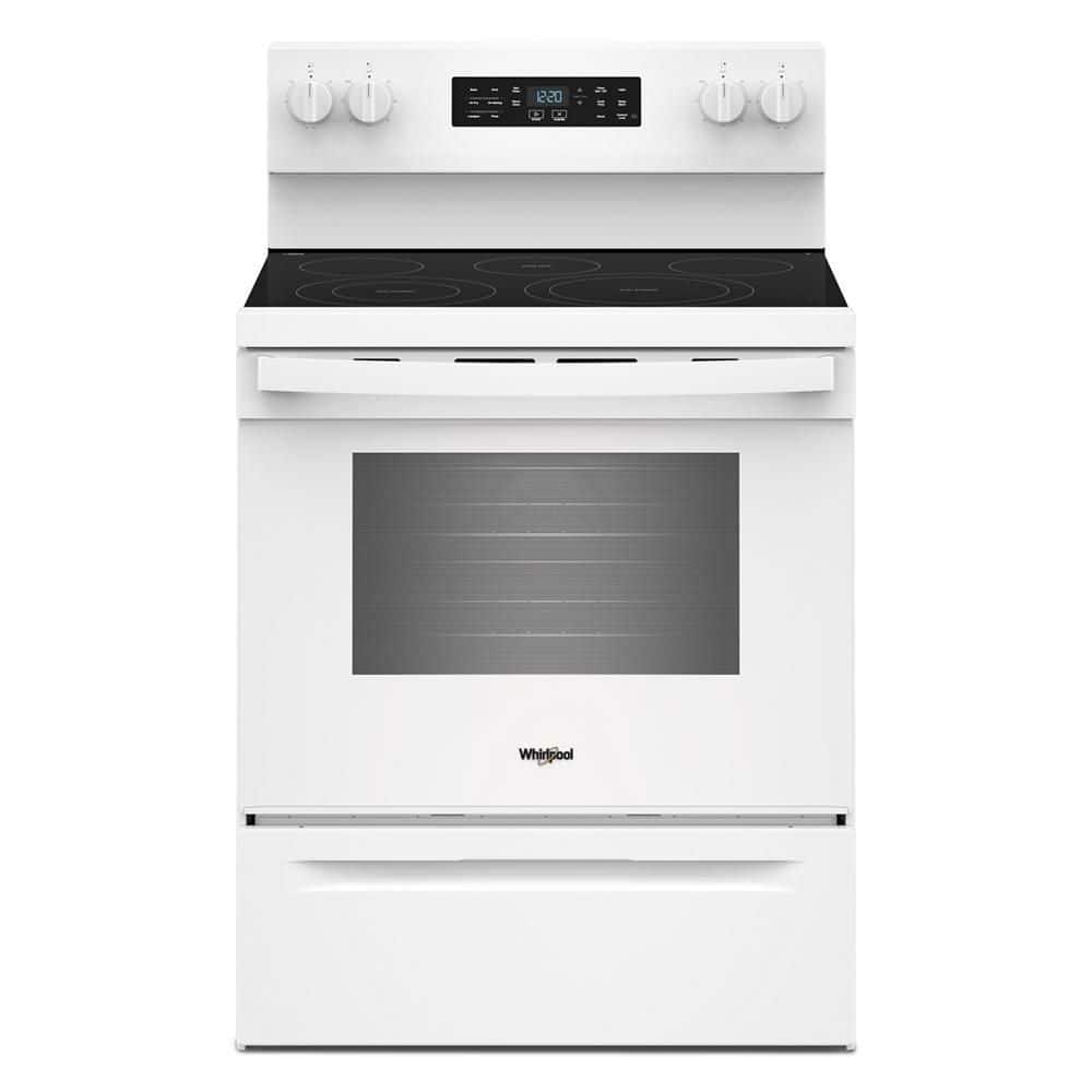 Whirlpool 30 in. 5-Burner Elements Freestanding Electric Range in White ...