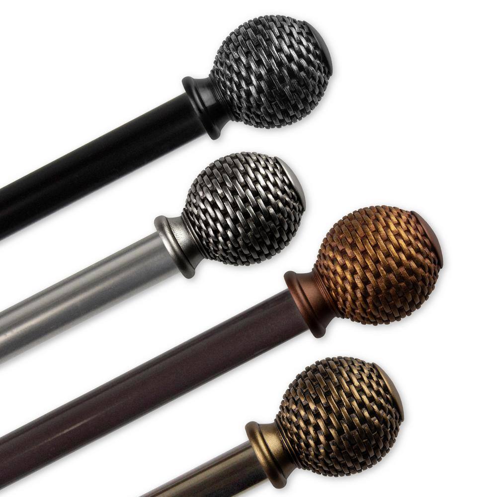 EMOH 13/16" Dia Adjustable 48-84" Single Curtain Rod in Cocoa with ...