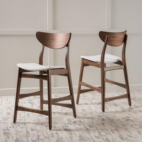 Harper & Bright Designs 36 in. H Light Beige and Walnut Wood Counter ...