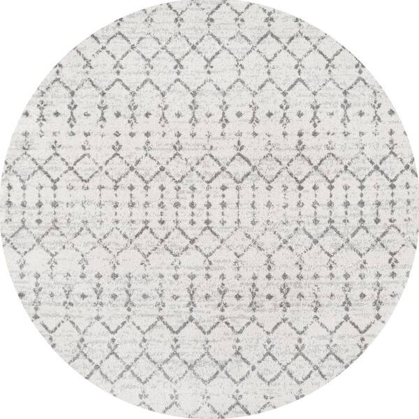 JONATHAN Y Moroccan HYPE Boho Vintage Diamond Cream/Gray 9 ft. Round ...