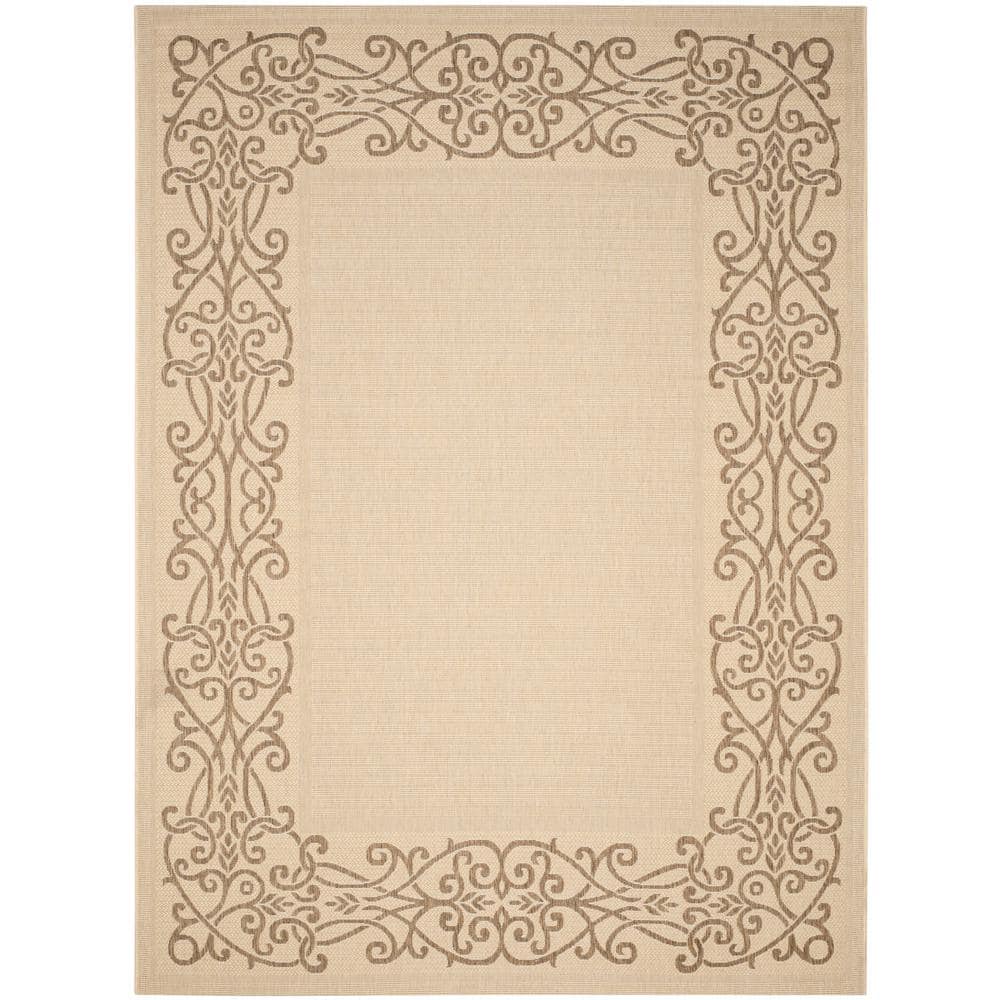 SAFAVIEH Courtyard Natural/Brown 4 ft. x 6 ft. Border Indoor/Outdoor ...
