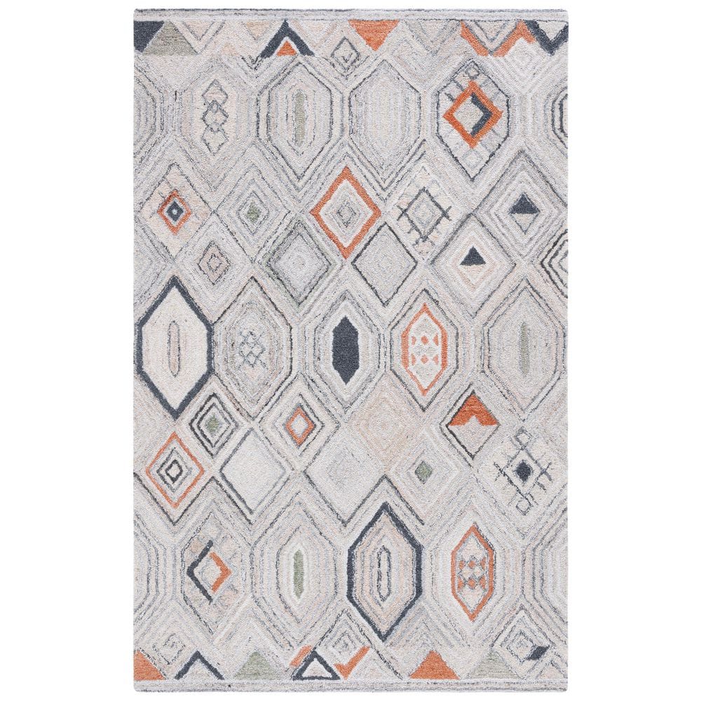 SAFAVIEH Marquee 4 ft. x 6 ft. Rust/Gray Abstract Hexagonal Area Rug ...