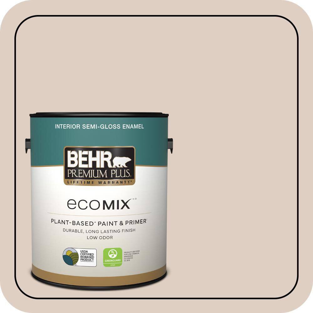 BEHR PREMIUM PLUS 1 gal. #ICC-94 Brioche Semi-Gloss Enamel EcoMix Plant ...