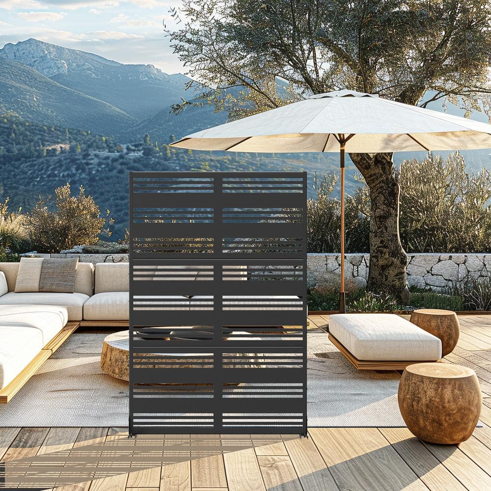 Dovelina Harold 72 in. Galvanized Steel Garden Fence Outdoor Privacy ...