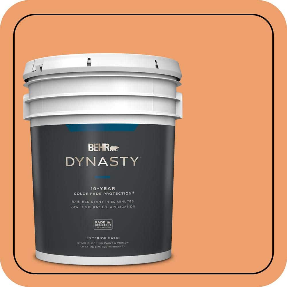 BEHR DYNASTY 5 gal. #250D-5 Florida Mango Satin Enamel Exterior Stain ...