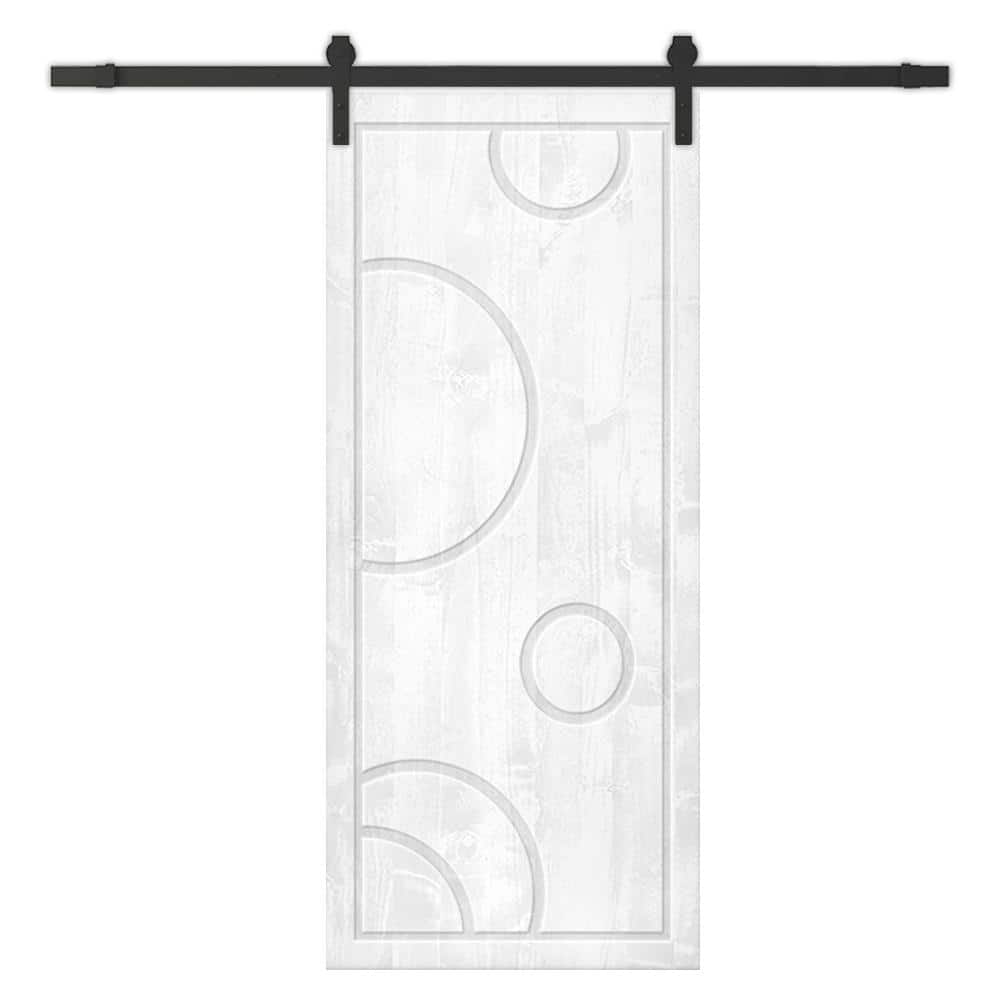 CALHOME 30 in. x 80 in. White Stained Pine Wood Modern Interior Sliding ...