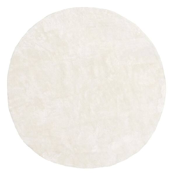 nuLOOM Loni Solid Machine Washable Shag White 4 ft. x 4 ft. Area Rug ...