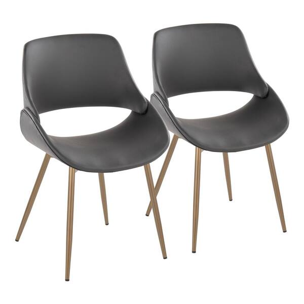 Lumisource Antique Copper Metal Grey PU Fabrico Chair Set of 2