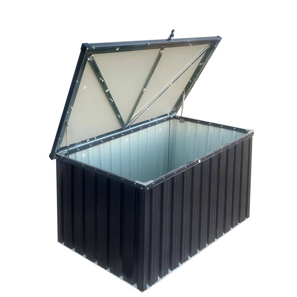 Noble House Boyce 215 Gal. Black Metal Deck Box, Outdoor Patio Storage ...