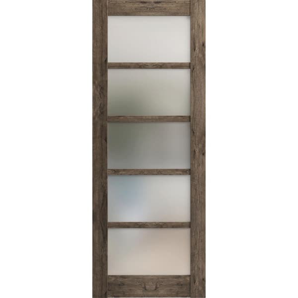 Sartodoors 42 in. x 44 in. Solid MDF Frosted glass Cognac Oak Interior ...