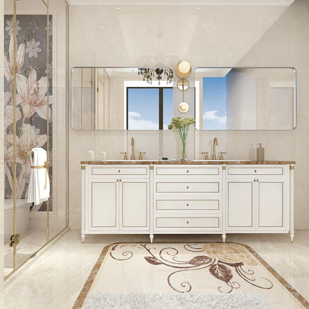 Qidian 36 in. W x 30 in. H Rectangular Framed Wall Bathroom Vanity ...