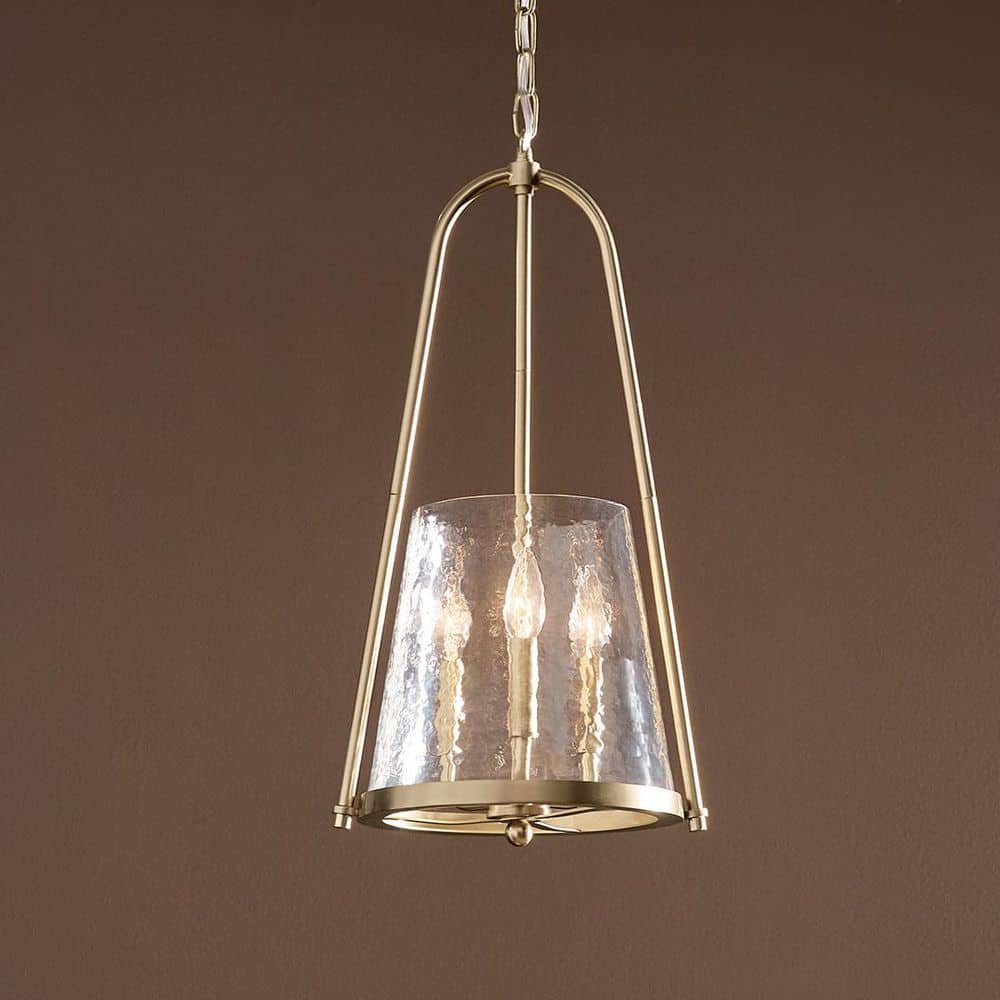 KICHLER Nerine 3-Light Foyer Pendant with Hammered Glass in Champagne Bronze 82430 - The Home Depot