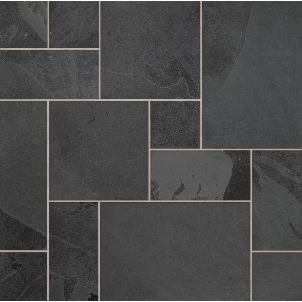 MSI Montauk Black Pattern Gauged Black Stone-Look Slate Tile 24 in. x ...